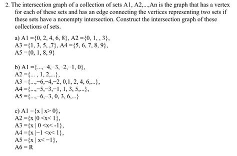 solved 2 the intersection graph of a collection of sets a1