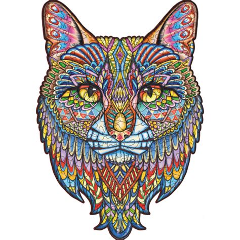 Деревяні пазли Кіт унікальна форма 190 елементів 45х31 см