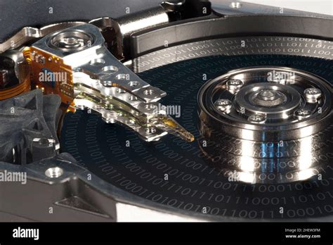 Hard Drive With Binary Codes On The Disc Stock Photo Alamy