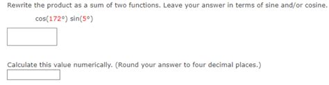 Solved Rewrite The Product As A Sum Of Two Functions Leave
