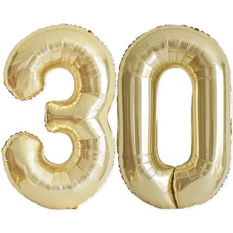 Champagne Gold Foil Number 30 Balloons For 30th Birthday Decorations