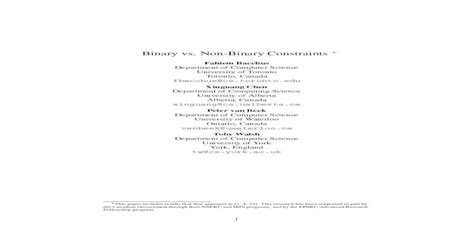 Pdf Binary Vs Non Binary Constraintsvanbeekpublicationsai02pdf