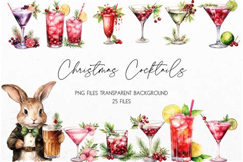 Christmas Cocktail Clip Art Graphic By Octagoisdesigns · Creative Fabrica