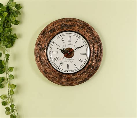 Buy Handmade Black Analog Wall Clock With Copper Swirl Design With