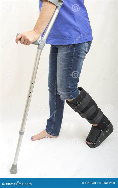 Broken Leg And Crutches And Support Stock Image Image Of Medicine