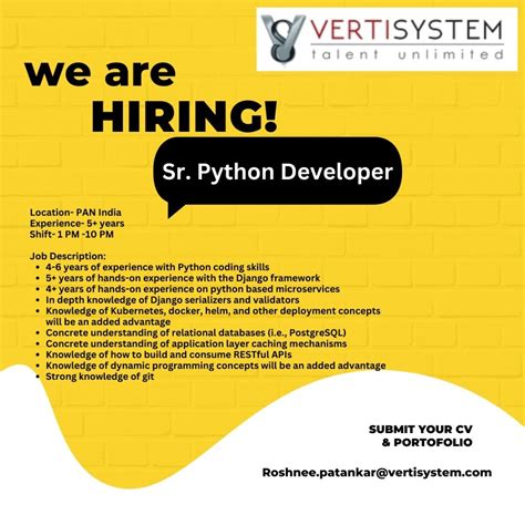 roshnee p on linkedin vertisystem hiring pythondevelopers apply