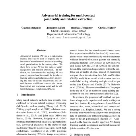 Adversarial Training For Multi Context Joint Entity And Relation