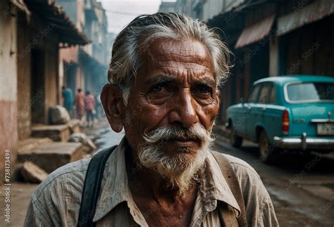 Retrato De Un Hombre Viejo O Anciano De La India Un Señor Con Barba