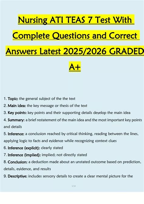 Bundle For Ati Teas 7 Practice Test Complete Multiple Choice
