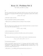Problem Set Pdf Econ Problem Set Due Tuesday By Pm Alice Has A