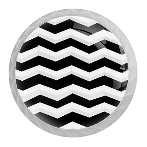 4 Pack Pattern Cabinet Knobs Black White Chevron Zigzag Prints Cabinet Pull Handle Kitchen