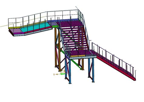 搭建二层阁楼钢结构上下爬梯 Step 模型图纸下载 懒石网