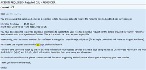 Notifications Of Rejected Certified Sick Leave Rejected Certified