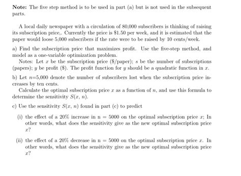 Solved Note The Five Step Method Is To Be Used In Part A