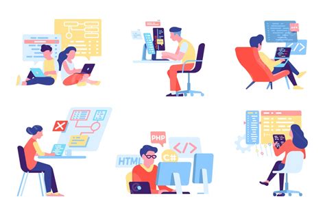 Coding Programming Programmer Vector Design Images Programmers People