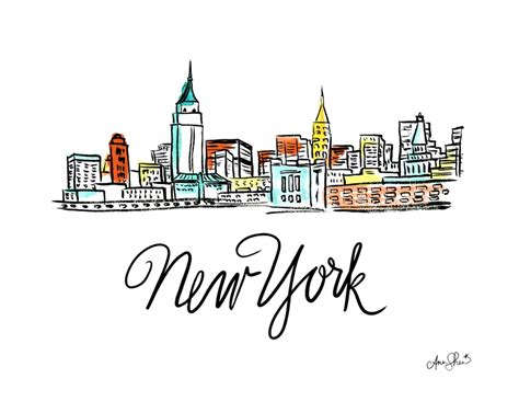 New York City Skyline Simple Drawing