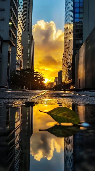 Free Sunset Reflection Puddle Image Sunset Reflection Puddle