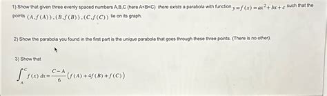 Solved Show That Given Three Evenly Spaced Numbers A B C Chegg