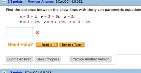 Solved Find The Distance Between The Skew Lines With The
