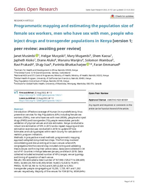 Pdf Programmatic Mapping And Estimating The Population Size Of Female