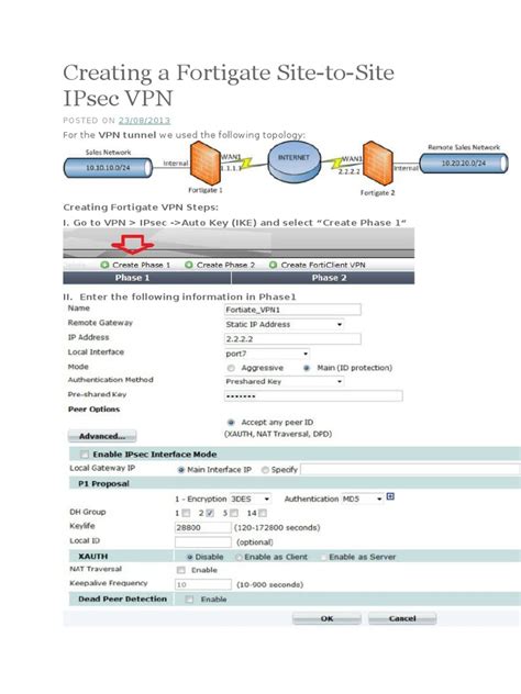 Pdf Creating A Fortigate Site To Site Ipsec Vpn Dokumentips