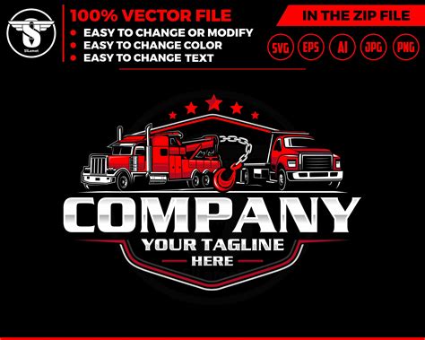 Towing Truck Logo Template Towing Chain Vector Svg Eps Ai Png 