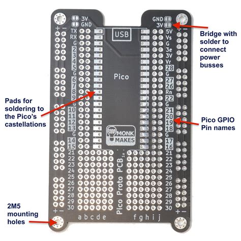 Monk Makes Pico Proto Pcb For Raspberry Pi Pico Cd Soft