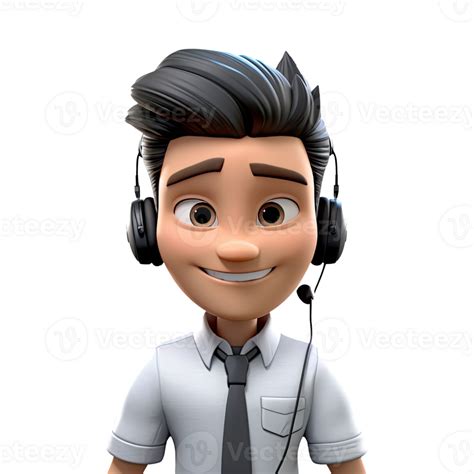 Ai Generated 3d Cute Cartoon Call Center Character 35490091 Png