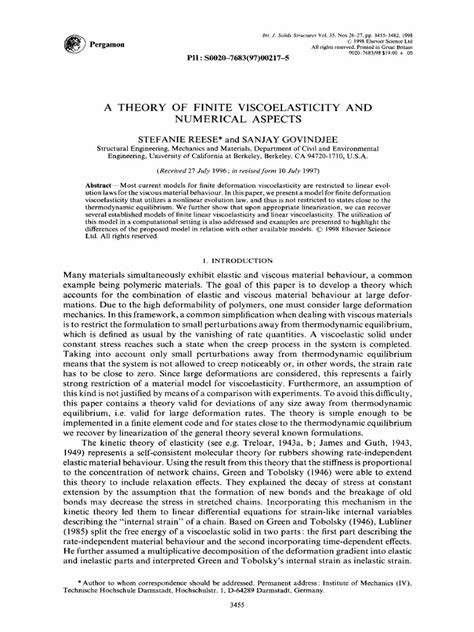 Viscoelasticity Rg Pdf Elasticity Physics Viscoelasticity