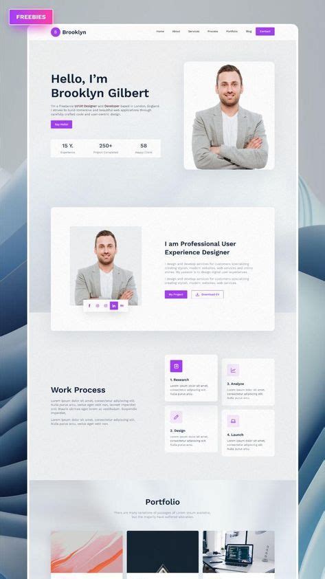 single page personal portfolio ui design in 2024 web design