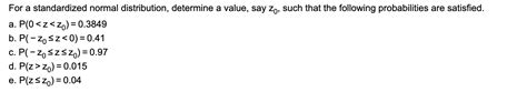 Solved For A Standardized Normal Distribution Determine A Chegg