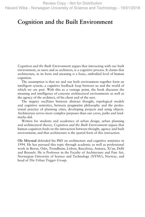 Pdf Cognition And The Built Environment