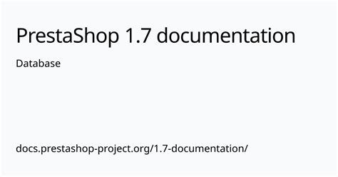 Database PrestaShop Documentation