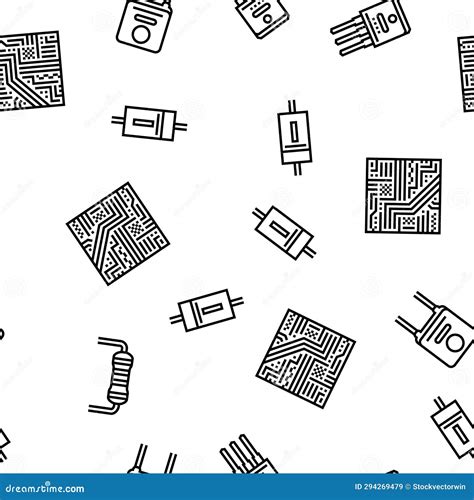Electrical Engineer Industry Work Vector Seamless Pattern Stock Vector