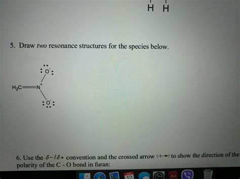 Solved 5. Draw two resonance structures for the species | Chegg.com
