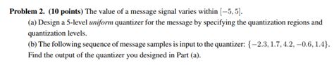 Solved Problem Points The Value Of A Message Signal Chegg Com