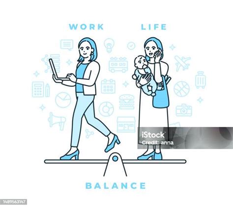 아기와 어머니 가족과 함께 일하는 시간을 소중히 여기는 어머니의 삽화 자료 가사 집안일에 대한 스톡 벡터 아트 및 기타 이미지 가사 집안일 가족 개념 Istock