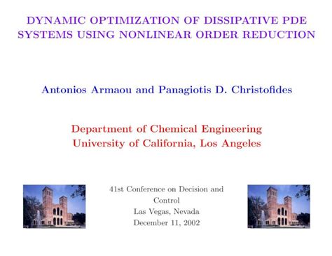 Pdf Dynamic Optimization Of Dissipative Pde Systems Pchristopdfac