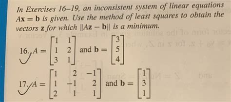 Solved In Exercises An Inconsistent System Of Linear Chegg
