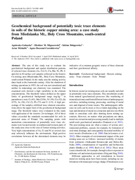 Pdf Geochemical Background Of Potentially Toxic Trace Elements In