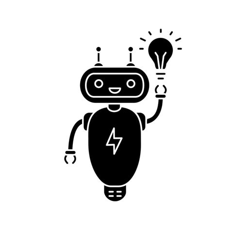 new idea chatbot glyph icon silhouette symbol talkbot with lightbulb