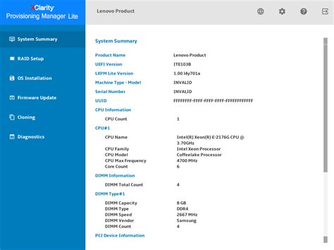 Main Interface Lxpm Lite Lenovo Docs