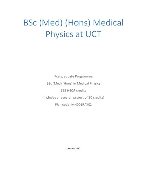 Uct Medical Physics Honours Syllabus January 2017 Pdf Radiation