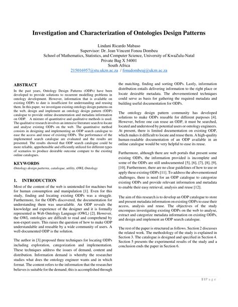 Pdf Investigation And Characterization Of Ontologies Design Patterns