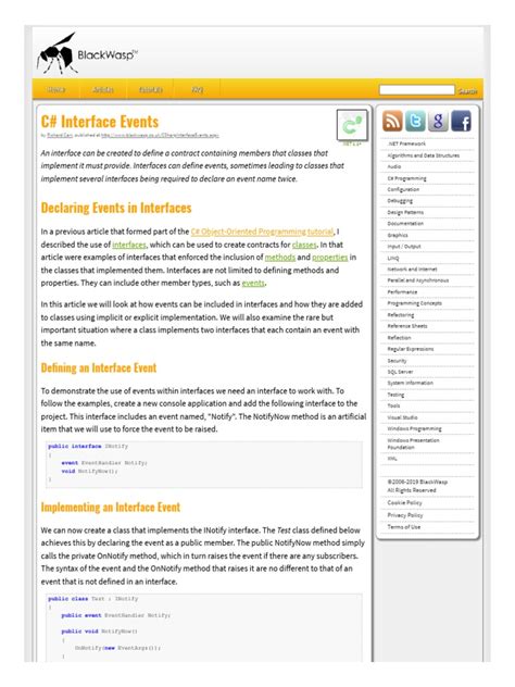 C Interface Events Pdf Class Computer Programming C Sharp