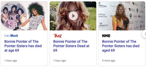 Bonnie Pointer Of The Pointer Sisters Dead At 69 June 8 2020 Gematria Effect News