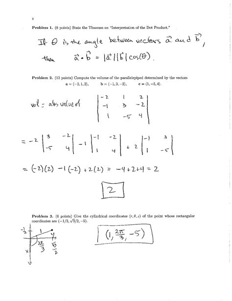 Exam 1 Problem With Solutions Calculus Iii Math 241 Docsity