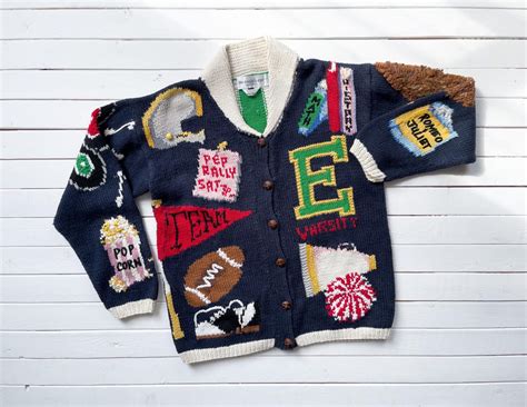 School Teacher Cardigan 90s Vintage Eagles Eye Football Cheerleader