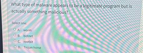 Solved What Type Of Malware Appears To Be A Legitimate