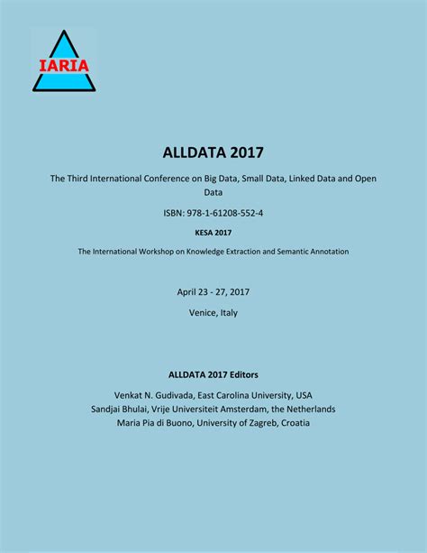 Pdf Alldata 2017 The Third International Conference On Big Data
